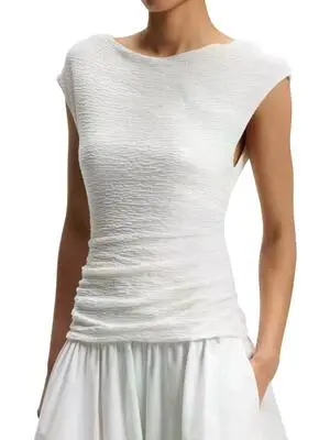 BOSS Ruched Detail Midi Dress - White