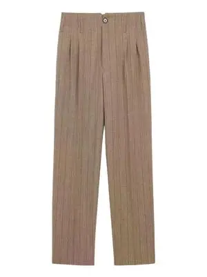 AMI Paris Striped Wool Two-pleats Trousers - Brown