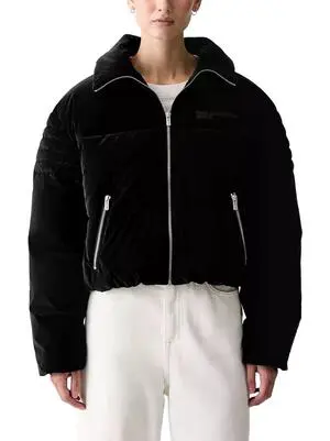 Karl Lagerfeld Velvet-effect Puffer Jacket - Black