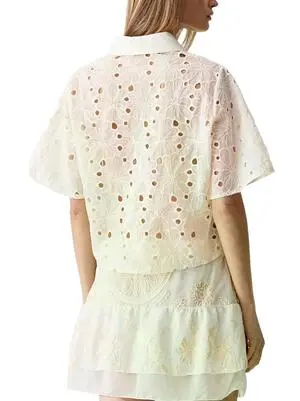 HAVEONE Broderie Anglaise Short-sleeve Shirt - Neutrals