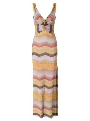 Missoni Zigzag Knit Cut-out Maxi Dress - Orange