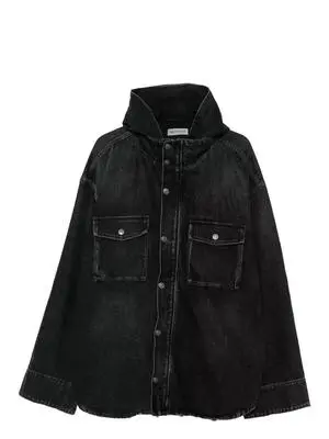 Balenciaga Hooded Denim Jacket - Black