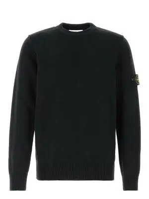 Stone Island Virgin Wool Blend Crew Neck Sweater - Black