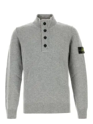 Stone Island STONE ISLAND Wool Blend High Neck Sweater With Detachable Logo Label Grey