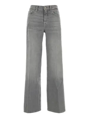 Seven For All Mankind Stonewashed Stretch Cotton Denim Lotta Jeans - Grey