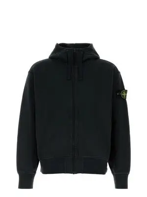 Stone Island Cotton Zip-up Hoodie - Black