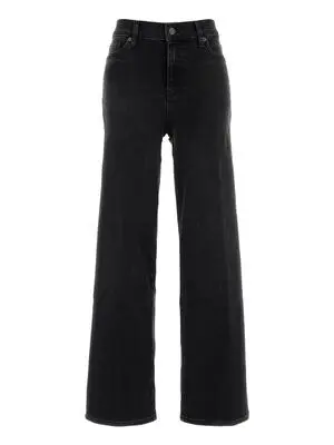 FRAME Stretch Denim Jeans With Central Ironed Pleats - Black