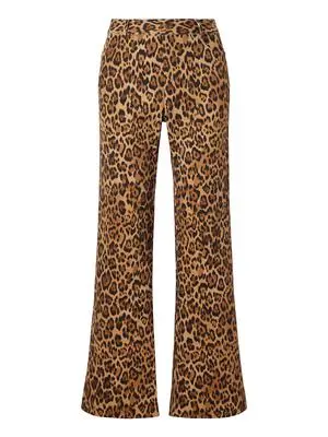 Anna Sui Animal-print Cotton-blend Wide-leg Pants - Leopard Print
