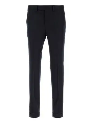 PT TORINO Stretch Wool Trousers With Embroidery - Blue