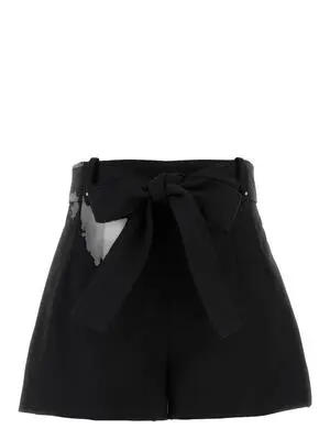 Moncler Polyester Blend Shorts With Tie Waist - Black
