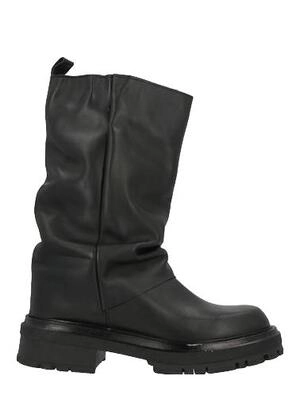 NILA & NILA NILA & NILA Leather Gathered Round Toe Block Heel Boots
