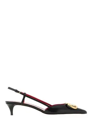 Valentino Garavani Leather Vlogo Signature Slingback Pumps - Black