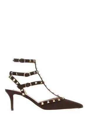 Valentino Garavani VALENTINO GARAVANI Dark Suede Rockstud Pumps Brown