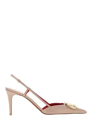Valentino Garavani Antiqued Leather Vlogo Signature Slingback Pumps - Pink