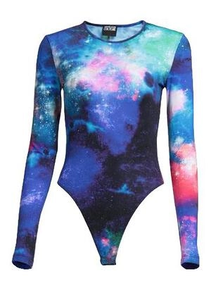 Versace Graphic Print Long Sleeve Bodysuit - Blue