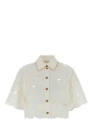 Zimmermann Embroidered Cotton Shirt - White