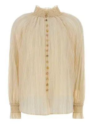 ZIMMERMANN ZIMMERMANN Cream Cotton Blend Aster Shirt With Metallic Stripes