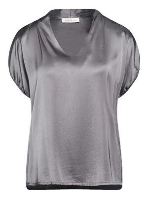 MANILA GRACE V-neck T-shirt In Satin - Grey