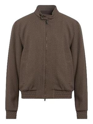 Emporio Armani Virgin Wool And Elastane Harrington Jacket Khaki