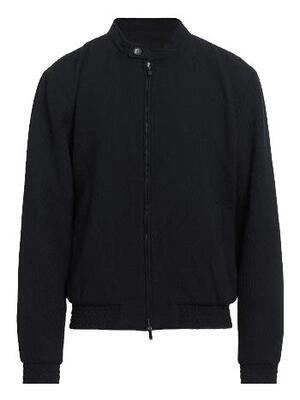 Emporio Armani Virgin Wool And Elastane Harrington Jacket - Navy