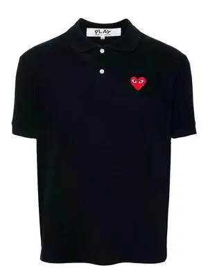 Comme Des Garçons Heart Patch Polo Shirt - Black