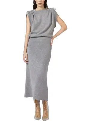 Giuseppe Di Morabito Embellished Knitted Midi Dress - Grey