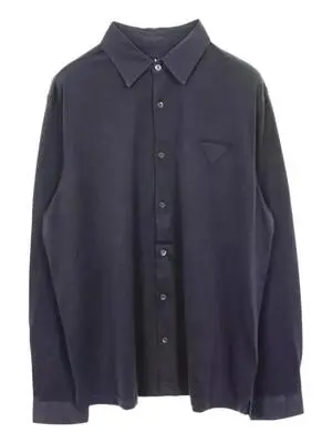 Prada 2020s Logo-detail Cotton Shirt - Blue