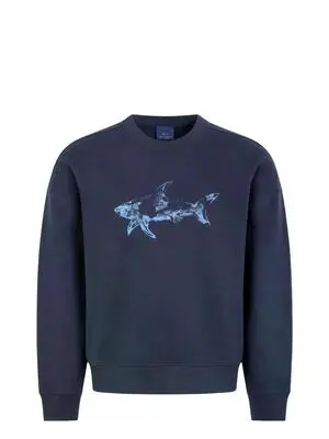 Paul & Shark Crewneck Sweatshirt With Shark Print - Blue