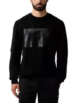 EA7 Crewneck Sweatshirt With Logo Print - Black