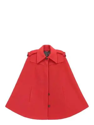 Isaia Epaulette Detail Button-up Cape - Red