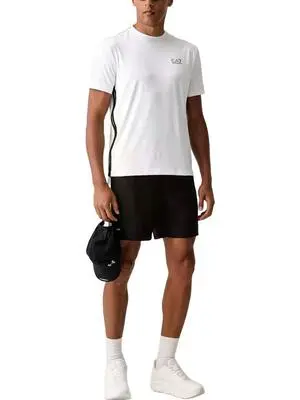 EA7 Logo Print Stripe Detail Shorts - Black