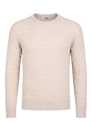 Alpha Studio Merino Wool Crewneck Sweater - Beige