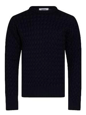 Alpha Studio Merino Wool Crewneck Sweater - Blue