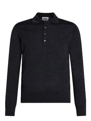 Alpha Studio Charcoal Merino Wool Sweater - Grey