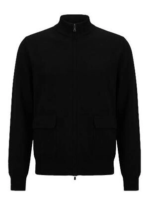 FILIPPO DE LAURENTIIS Cotton Zip-up Cardigan - Black