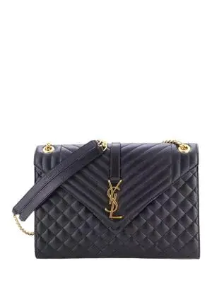 Saint Laurent Classic Monogram Envelope Satchel - Black