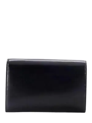 Saint Laurent Classic Monogram Flap Chain Wallet Leather Clutch Bag - Black