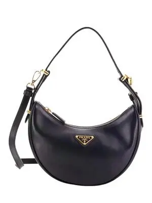 Prada Half Moon Leather Small Hobo Bag - Black