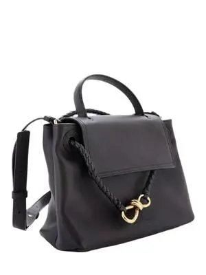 Bottega Veneta Leather Top Handle Bag With Intrecciato Detail - Brown