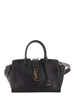 Saint Laurent Monogram Cabas Downtown Leather Baby Satchel - Black
