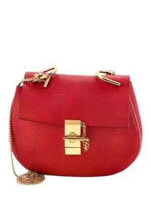Chloé Drew Leather Small Crossbody Bag - Red