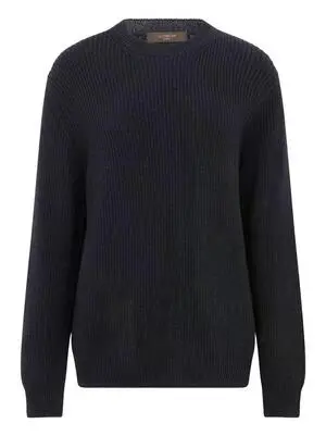 SLOWEAR Ribbed Knit Crew-neck Sweater - Blue