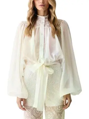 HAVEONE Haveone Broderie Anglaise Balloon Sleeve Blouse