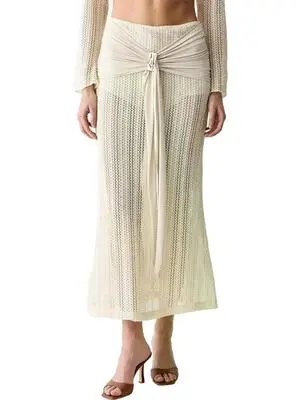 HAVEONE Open-knit Draped Maxi Skirt - Neutrals