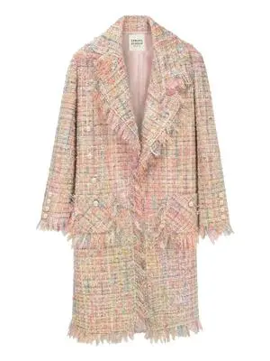 EDWARD ACHOUR PARIS Edward Achour Paris Tweed Coat With Frayed Edges And Faux Pearl Buttons
