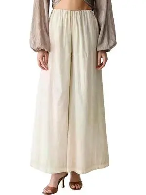 HAVEONE Elasticated Waistband Palazzo Pants - Neutrals