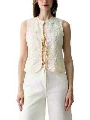 HAVEONE Floral Embroidered Tank Top - Neutrals
