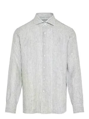 ALESSANDRO GHERARDI Striped Linen Shirt - Green