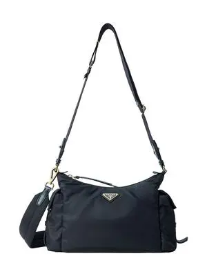Prada Large Re-nylon And Leather Shoulder Bag - Black
