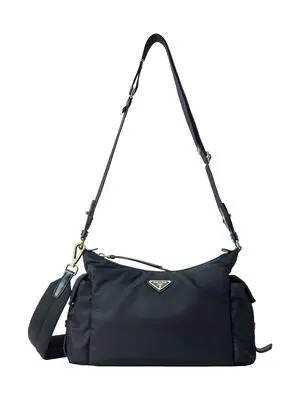 Prada Large Re-nylon And Leather Shoulder Bag - Black